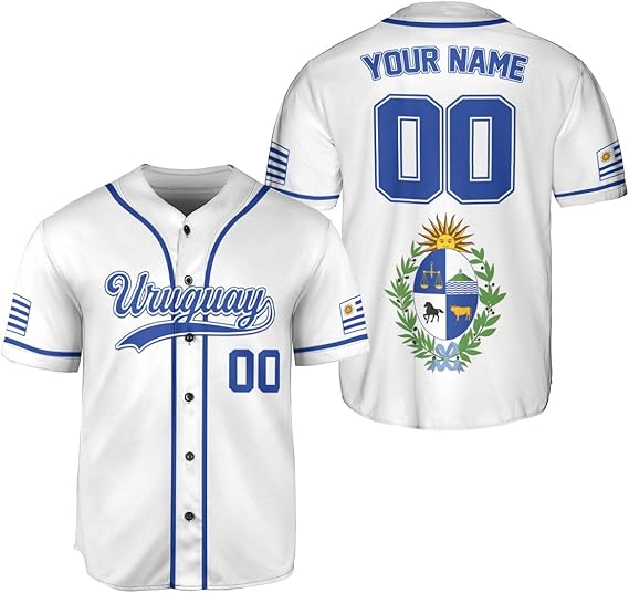 Custom Uruguay Baseball Jersey Uruguay Flag Jersey for Men Women ...
