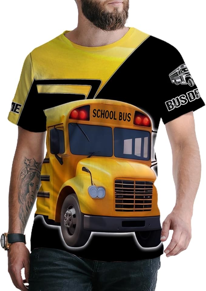 Custom School Bus Driver Shirt Yellow Bus Shirts Men Gifts for School ...