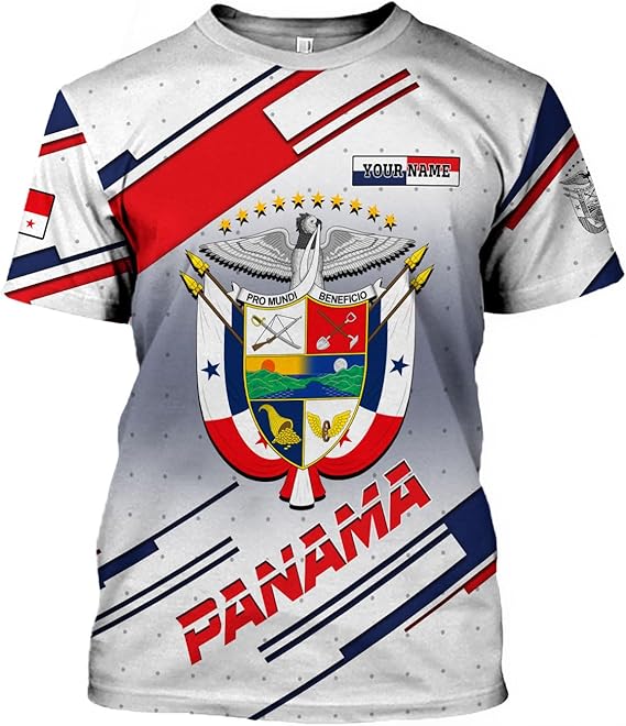 Custom Panama Shirts for Men 3D Panama Coat of Arms Shirts Panamanian ...