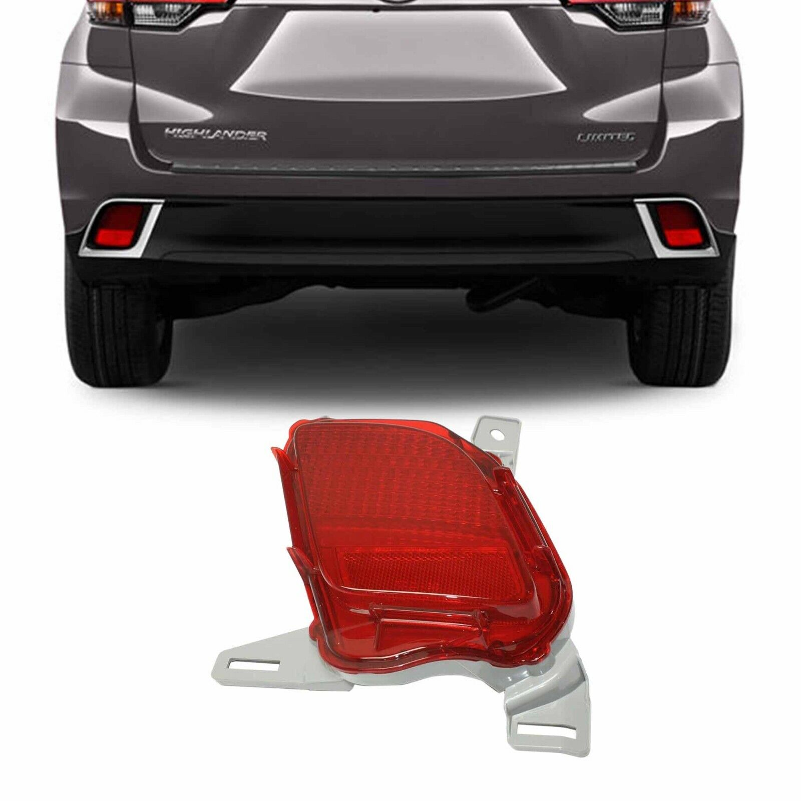 Fits 2014-2017 Toyota Highlander Passenger Rear Bumper Reflector CAPA ...