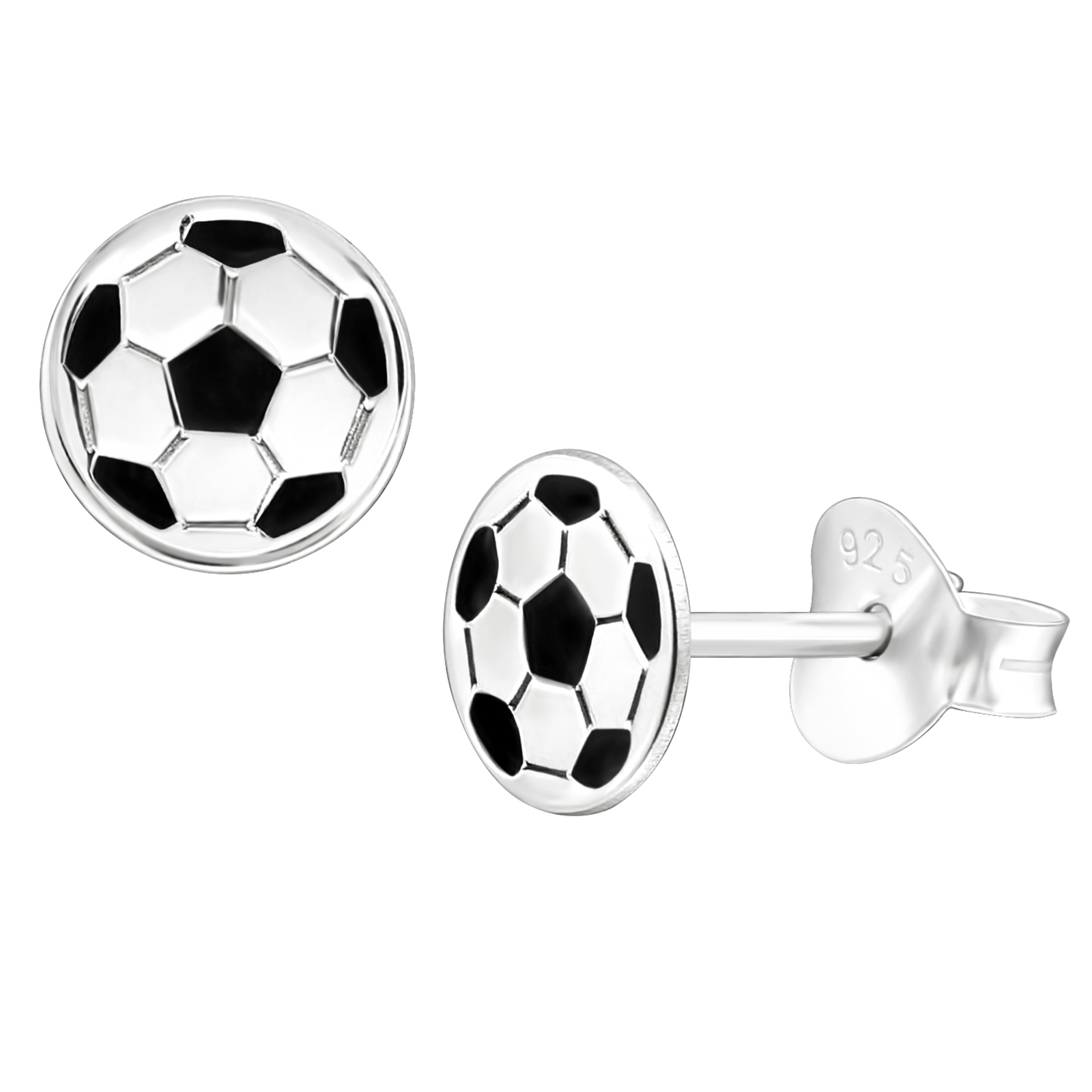 6mm Laser Cut Soccer Ball Studs Solid 925 Sterling Silver Push Back ...