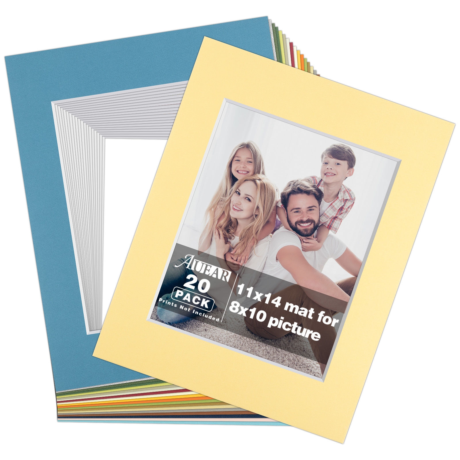 20 Pack Mix Color 11x14 8x10 Picture Mats for Photos/Prints White Core ...